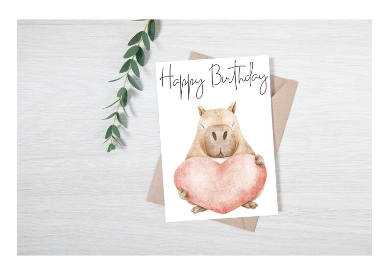 Printable Happy Birthday Capybara Card. Includes Free Printable ...