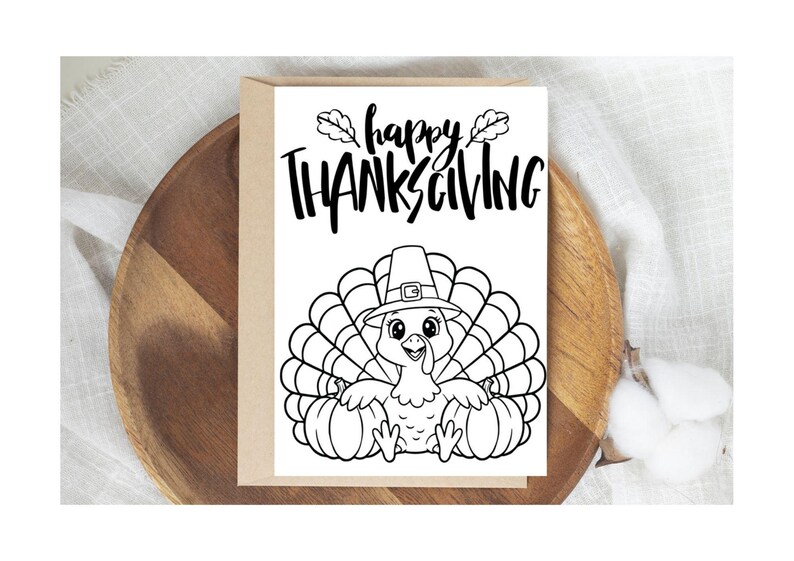 Printable Colour in Thanksgiving Card. Includes Free Printable Envelope ...