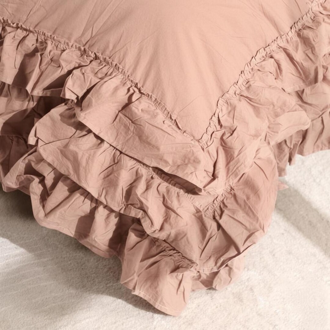 Light Pink 3 Ruffle Duvet Cover, Romantic Shabby Chic Bedding, Soft ...