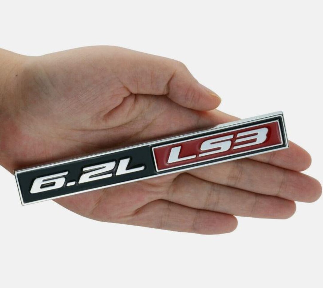New 6.2L Liter LS3 Emblem Real Engine Hood Badge for Corvette Chrome ...