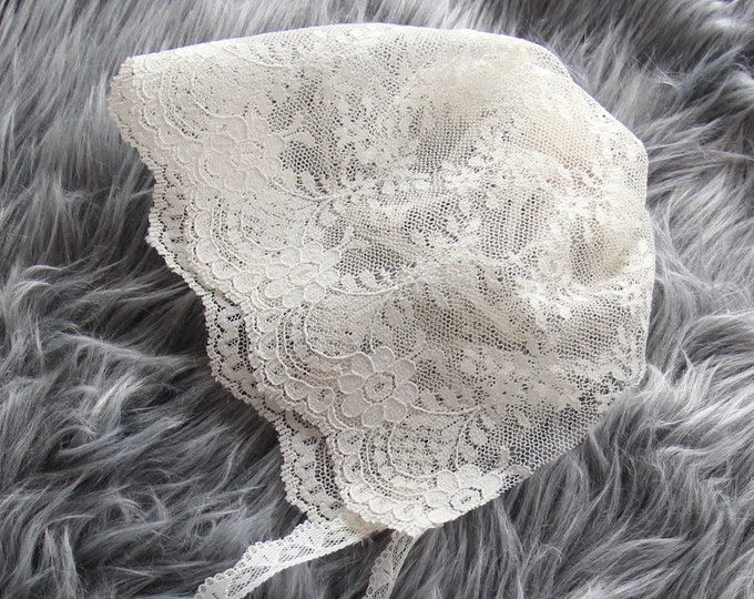 White or Ivory Lace Bonnet for Newborn Photography -- Ready to Ship! - Etsy