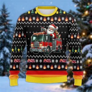 Fire Truck Christmas Jumper - Etsy