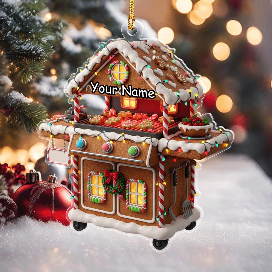 Charcoal Grill Gingerbread Christmas Ornament, Custom Grill Master 2D ...