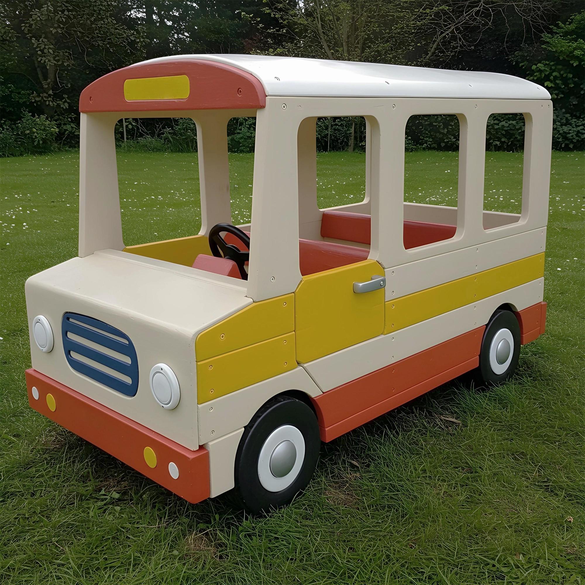 Charming Wooden Bus Playhouse | Kids Backyard Pretend Play Vehicle ...