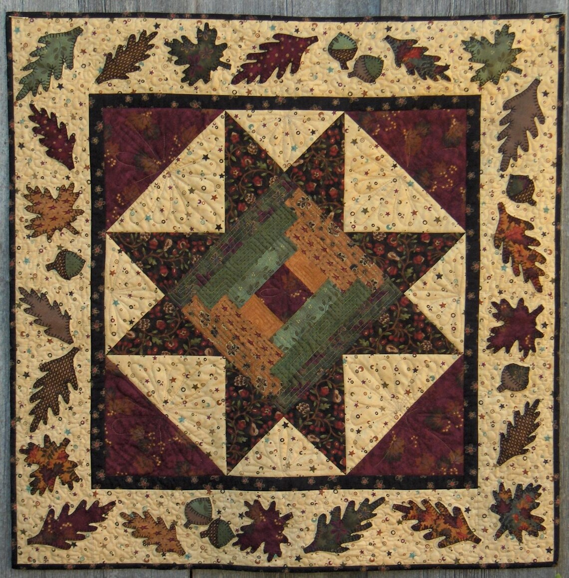 Autumn Star Quilt Pattern PDF: Fusible Applique Wall Hanging (39" X 39 ...