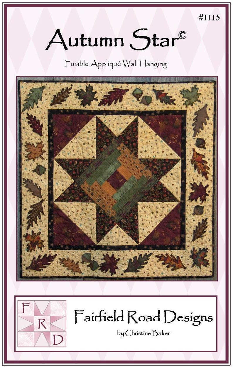 Autumn Star Quilt Pattern PDF: Fusible Applique Wall Hanging (39" X 39 ...