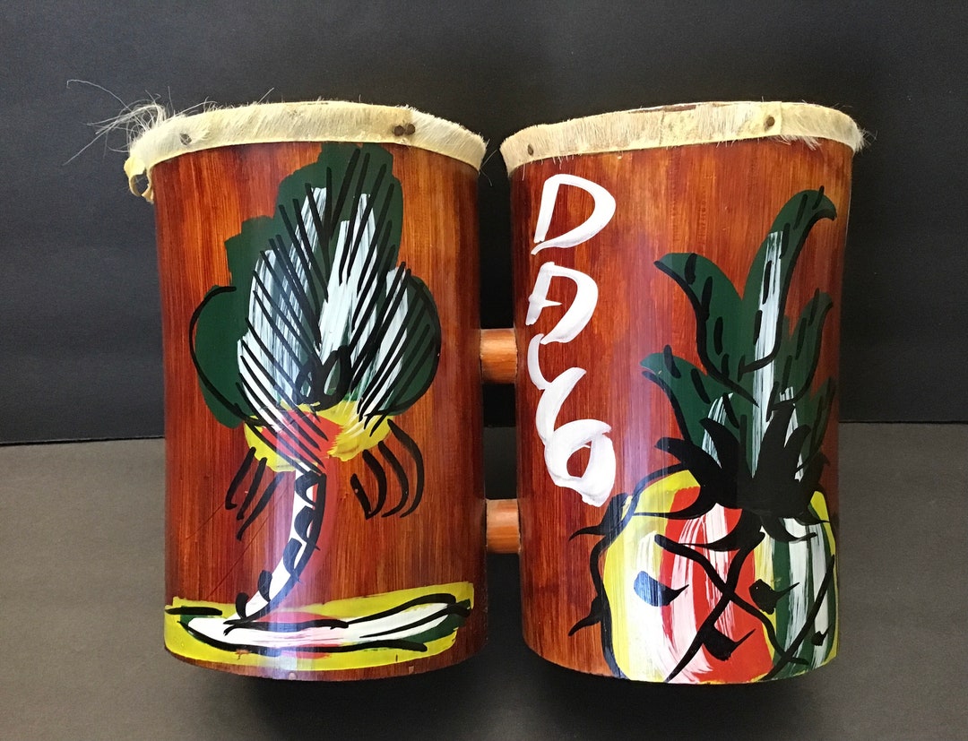 Vintage Bongos Jamaican Souvenir Hand Painted Bamboo Calypso Bongos - Etsy