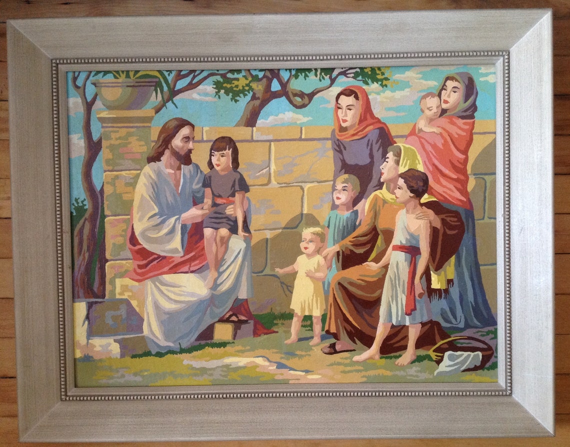 Paint by Number Jesus Painting Vintage Christ With Children | Etsy