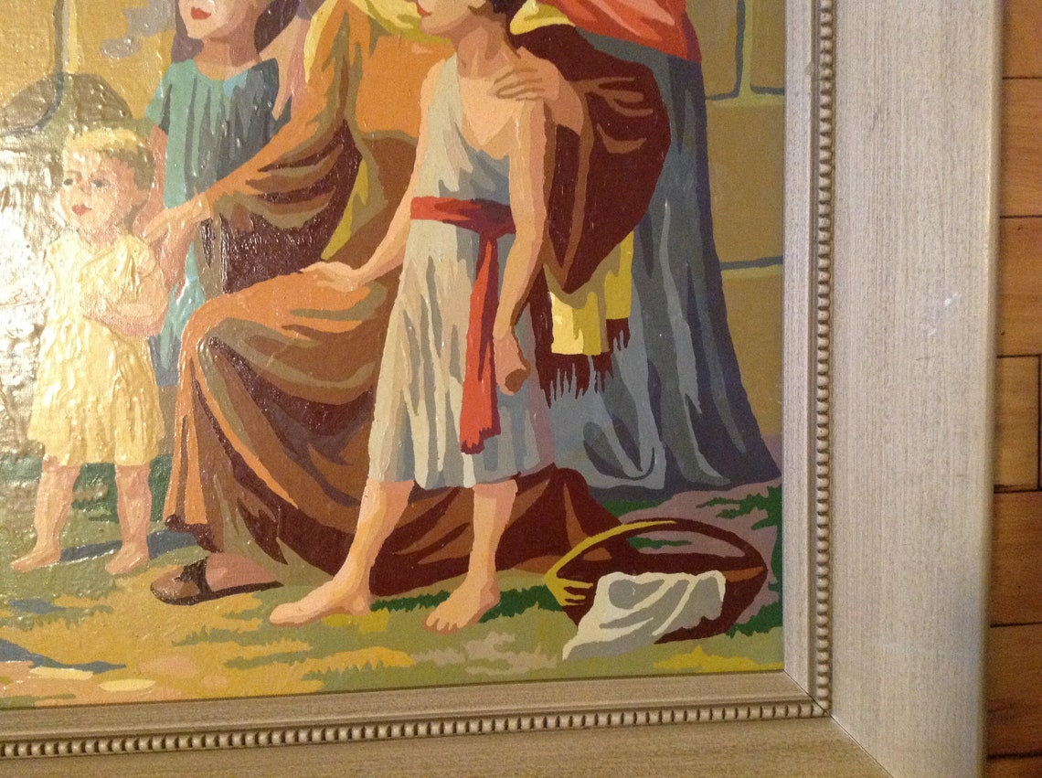 Paint by Number Jesus Painting Vintage Christ With Children | Etsy