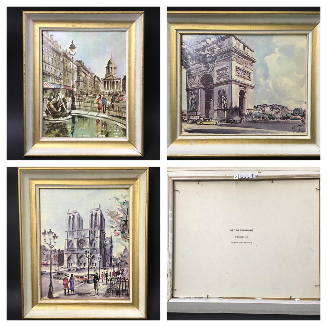 Vintage Framed Paris Prints Set of 3 Arc De Triomphe, Notre Dame and ...