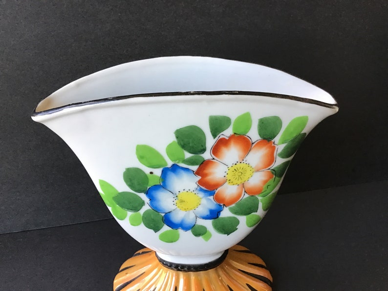 Vintage Fan Vase Hand Painted Floral Design Made in Japan - Etsy