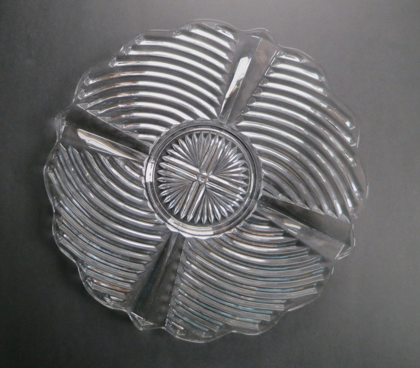 Vintage Glass Platter Large Ribbed Glass Serving Piece - Etsy