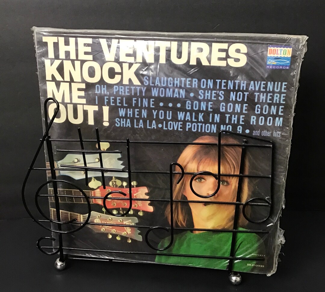 Vintage Wire Record Rack Mid Century Metal Musical Notes Record Holder ...