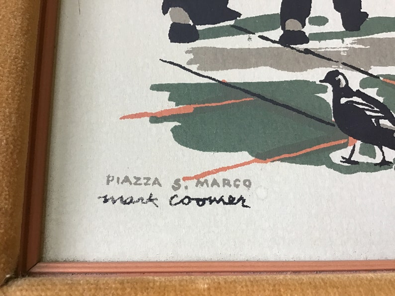 Vintage Mark Coomer Serigraph Piazza San Marco in Original Frame - Etsy
