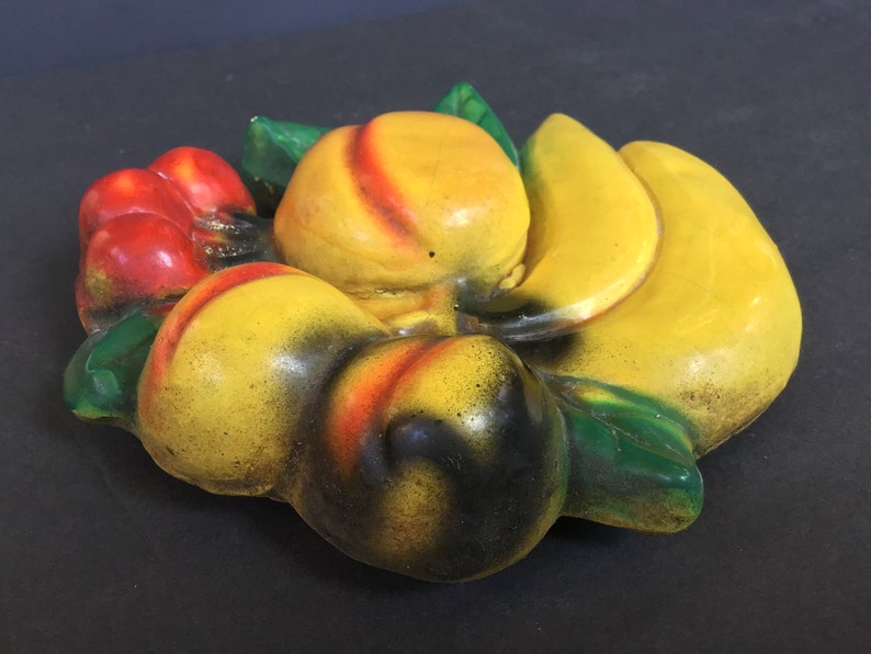 Vintage Chalkware Fruit Plaque Bananas and Cherries Kitchen - Etsy