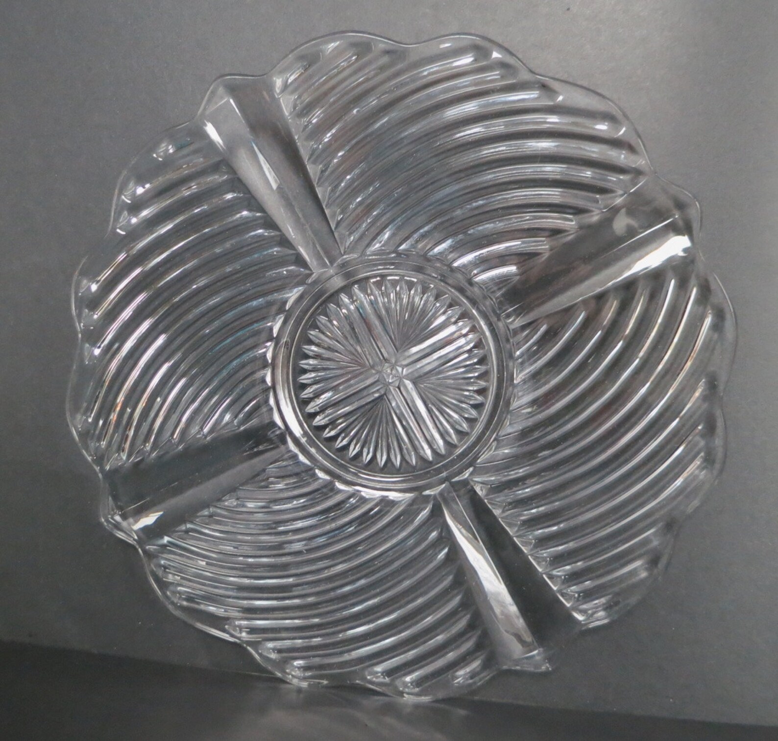 Vintage Glass Platter Large Ribbed Glass Serving Piece - Etsy