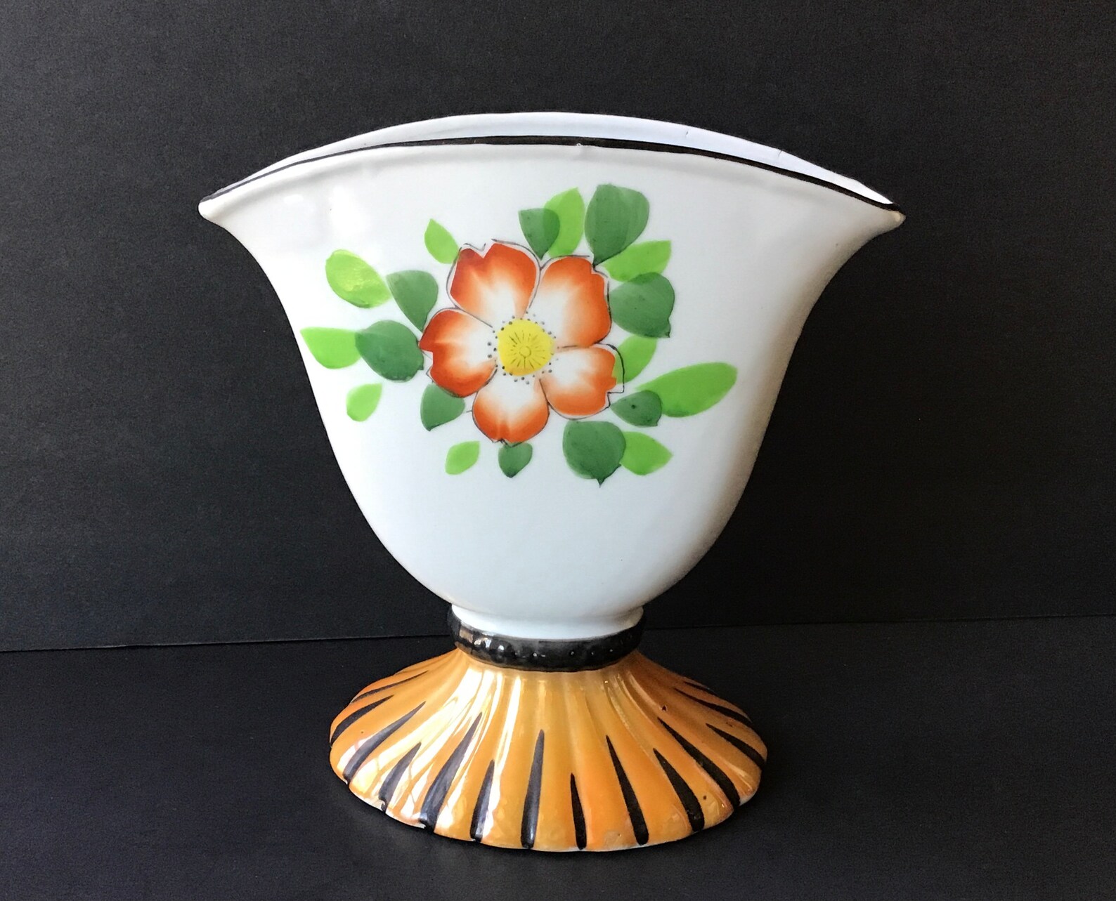 Vintage Fan Vase Hand Painted Floral Design Made in Japan - Etsy