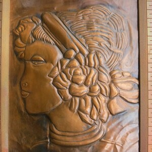 Embossed Copper Portraits Pair of Vintage Hammered Copper Framed ...
