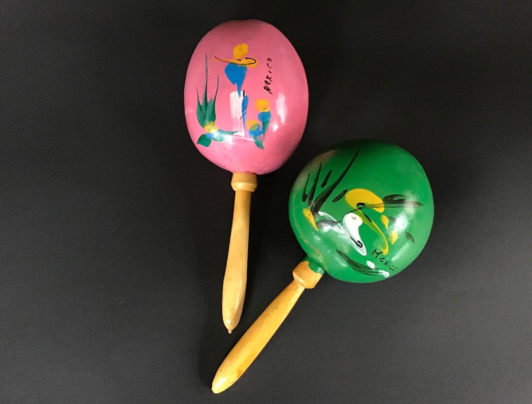 Vintage Maracas Hand Painted Mexico Souvenir Pair - Etsy