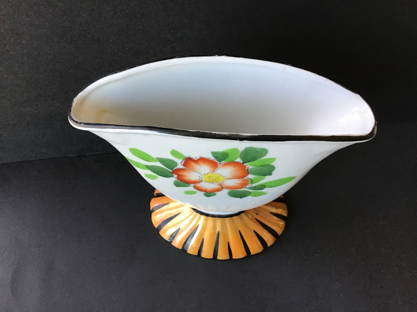 Vintage Fan Vase Hand Painted Floral Design Made in Japan - Etsy