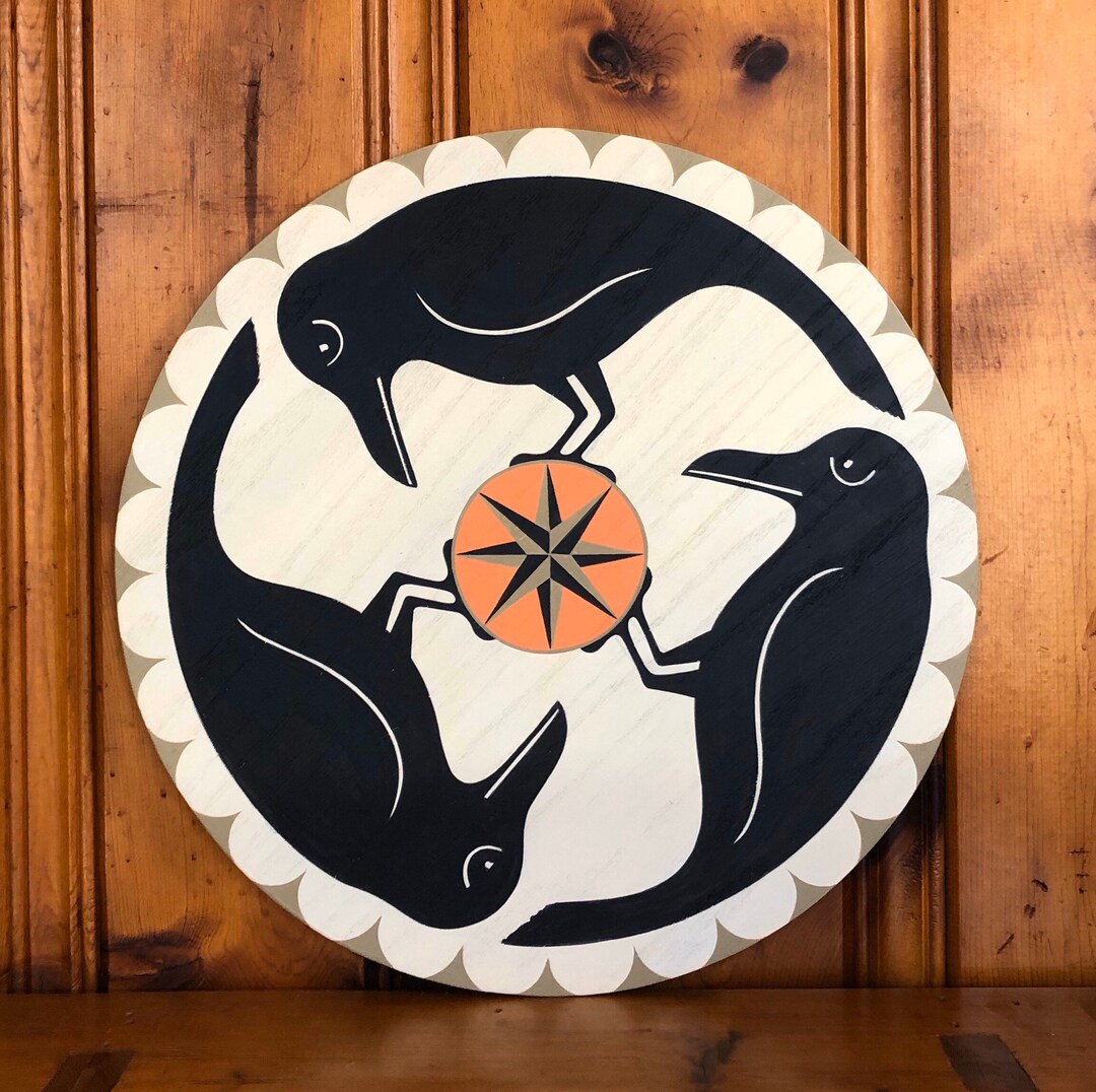 Trio of Crows Hex Sign PA Dutch Style- 3 Crows Signifies the Coming of ...