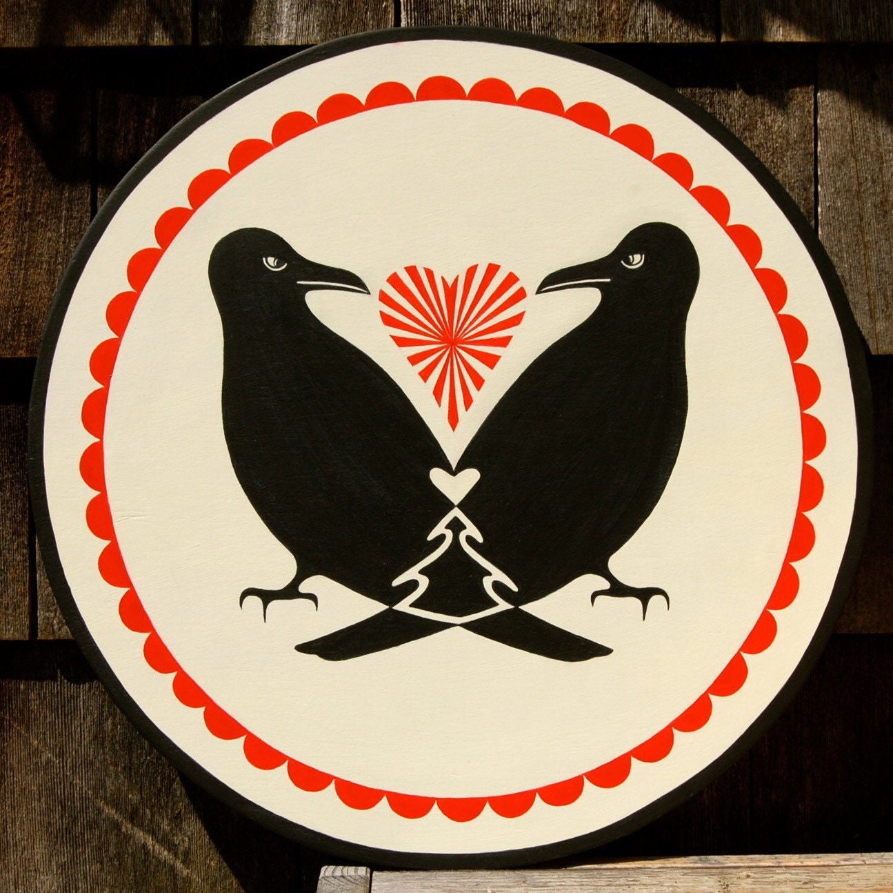 Two Ravens Hex Sign PA Dutch Style- the Two Ravens Hex Sign is a ...