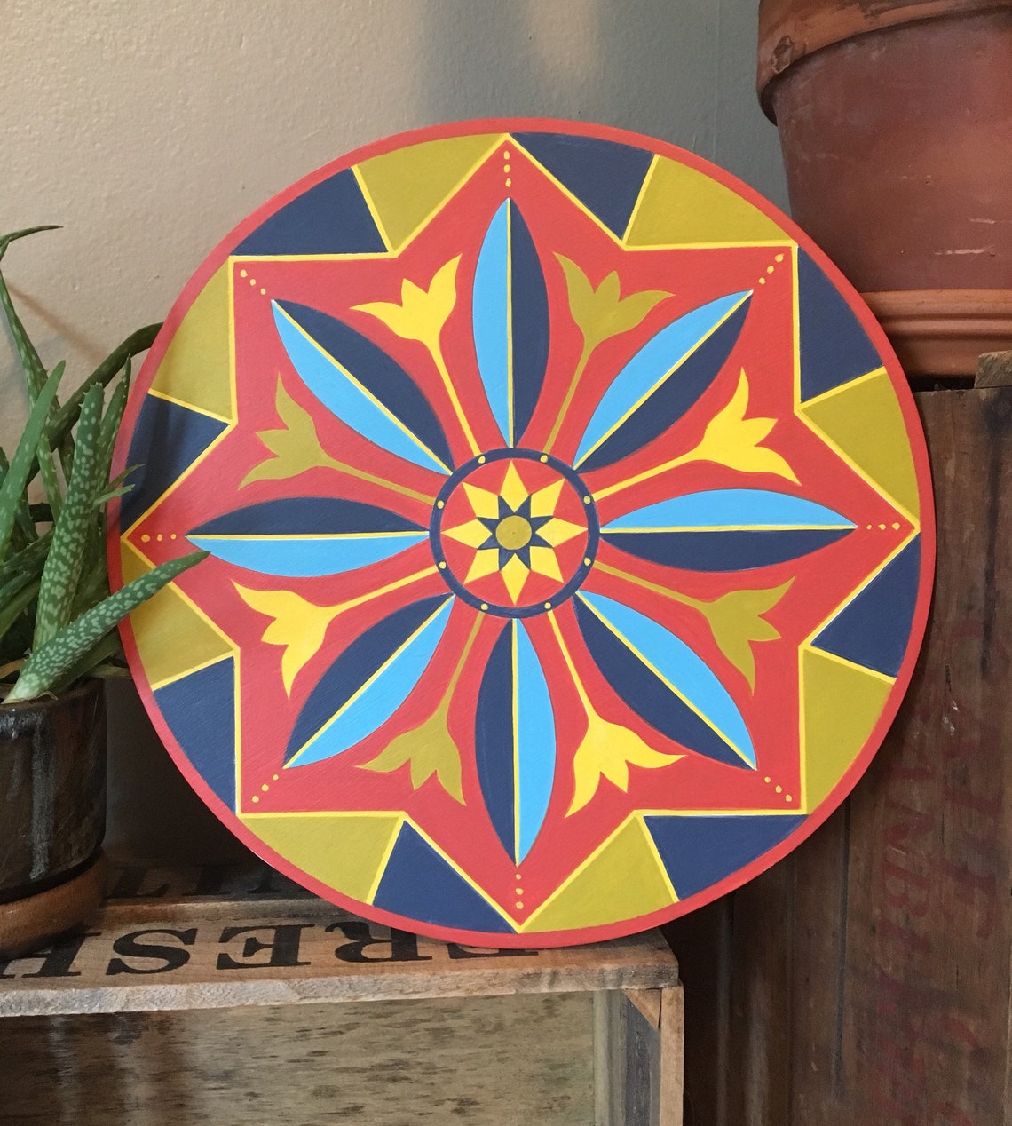 Tulip Garden Hunter Star Hex Sign PA Dutch Style Focusing on - Etsy