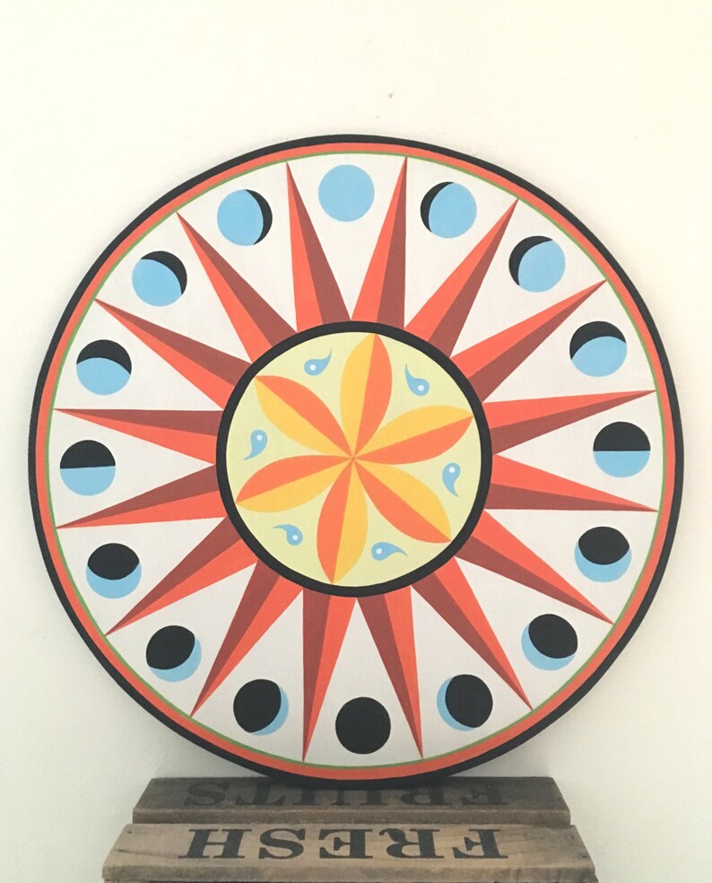 Sun and Moon Hex Sign II PA Dutch Style Promoting Universal | Etsy