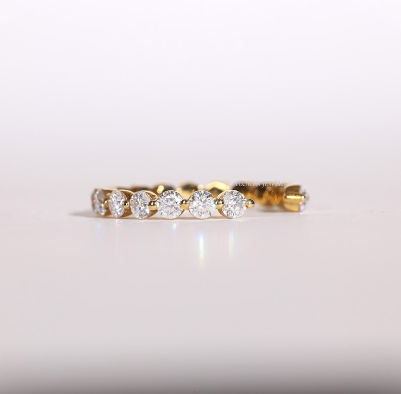 Open Gap Wedding Band for Engagement Ring, Round Cut Lab Grown Diamond ...