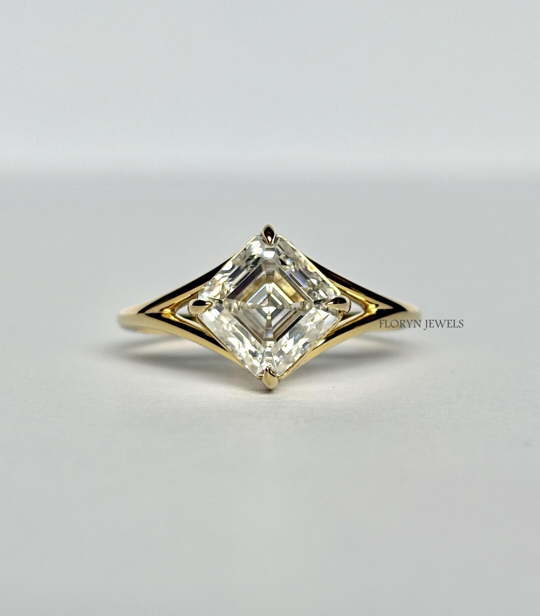 2 Carat Asscher Cut Lab Grown Diamond Solitaire Engagement Ring, IGI ...