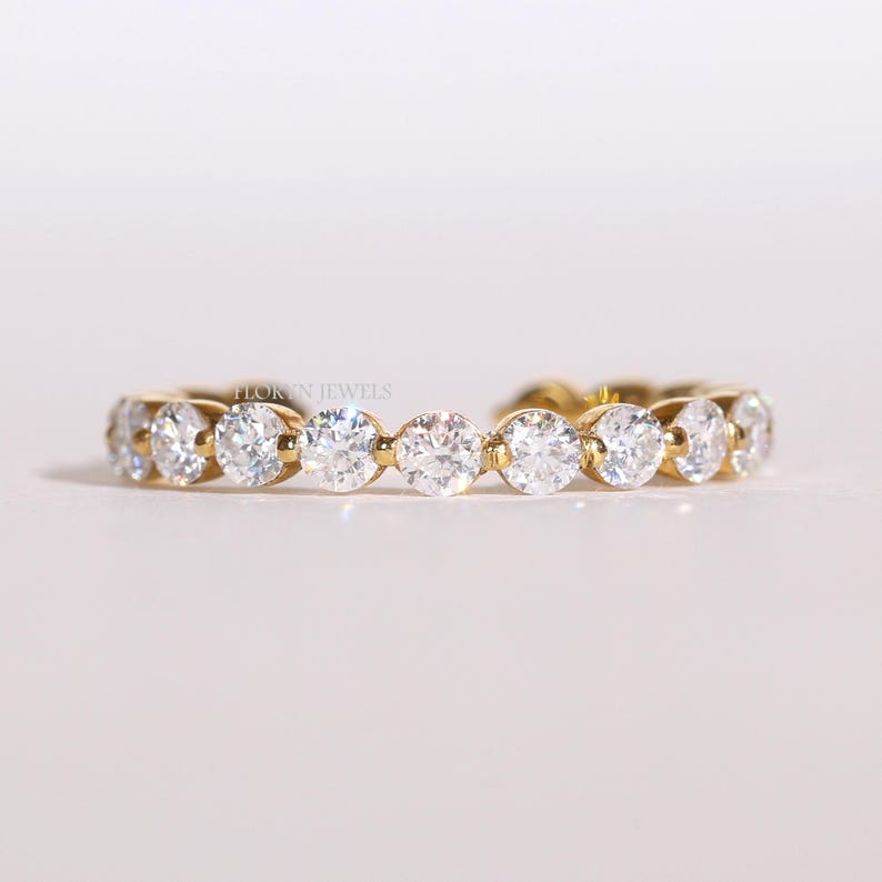 Open Gap Wedding Band for Engagement Ring, Round Cut Lab Grown Diamond ...