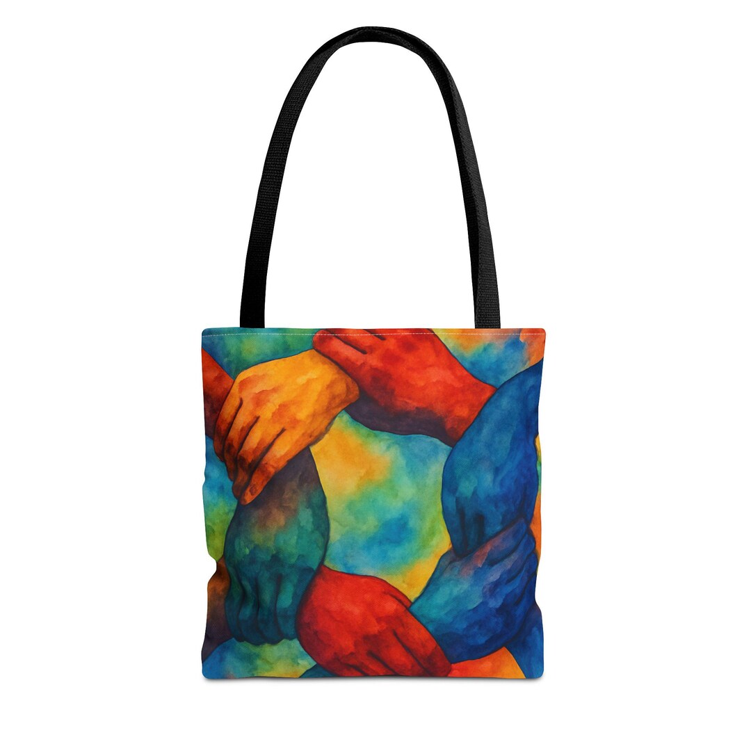Unity Hands Tote Bag | Colorful Art Bag - Etsy