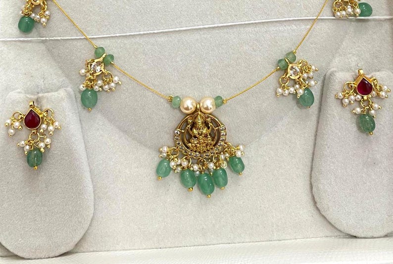 Lakshmi Kemp Invisible Chain Premium Quality Gold Matte Finish Pearl ...