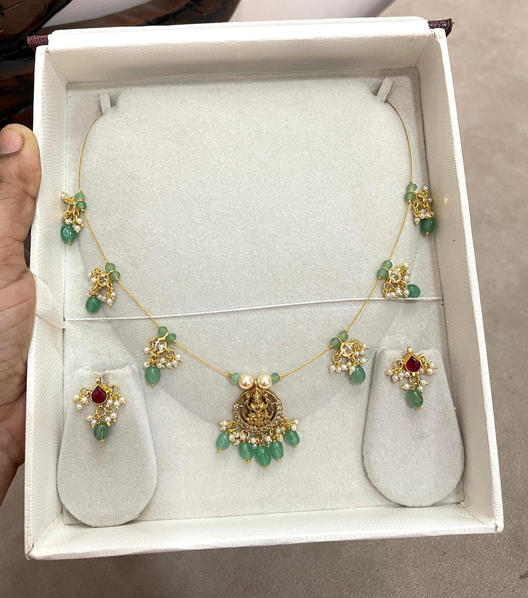 Lakshmi Kemp Invisible Chain Premium Quality Gold Matte Finish Pearl ...