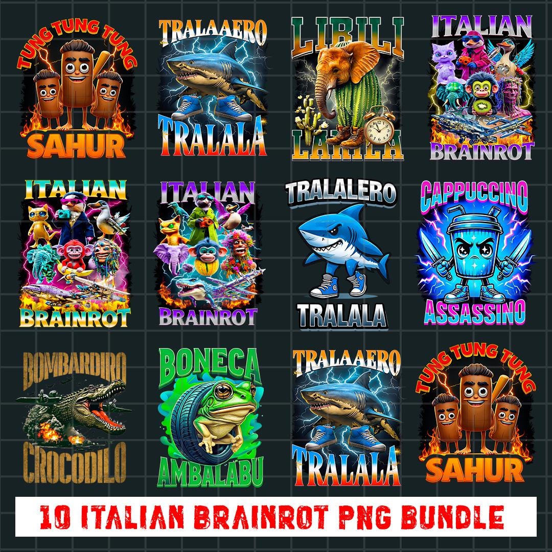 10 Italian Brainrot PNG Bundle | Italian Meme Shirt Design Pack ...