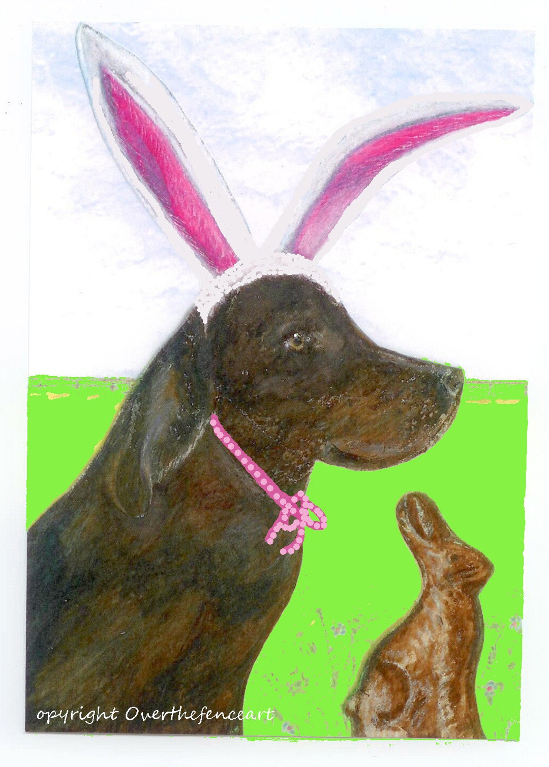 Easter Card, Chocolate Labrador ,chocolate Easter Bunny Fine Art Card ...
