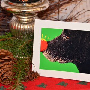 Rudolf Dog Christmas Card, Dog Art Black Labrador as Rudlolf, Funny Dog ...