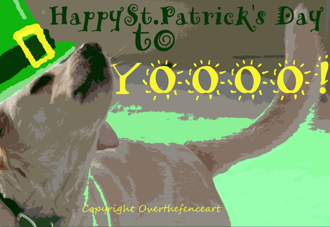 Dog Saint Patrick's Day Greeting Card, Yellow Labrador ,mixed Media ...