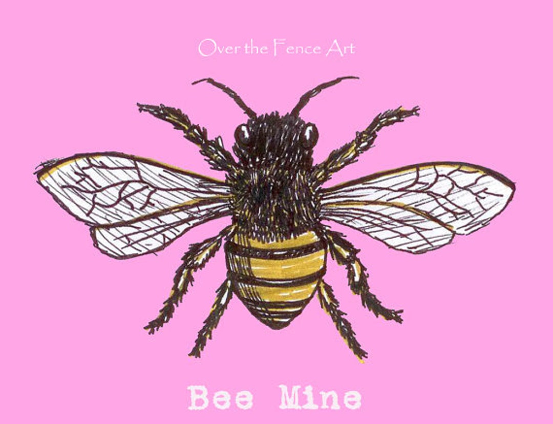 Valentine's Day Card, Bee Art, Bee Mine, Blank Inside, Gift Card for ...