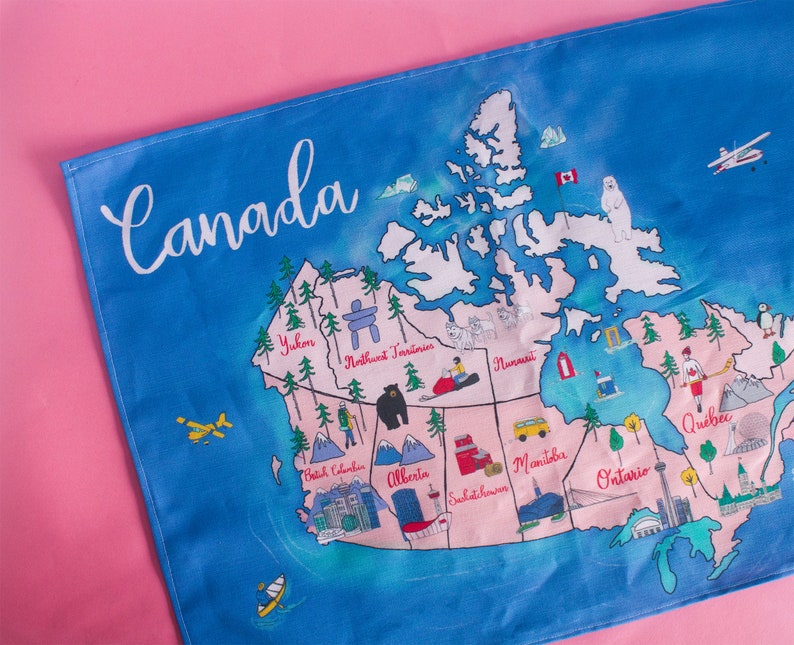 Canada Map Art Print. Illustrated Maps Wall Decor Size 8 X - Etsy