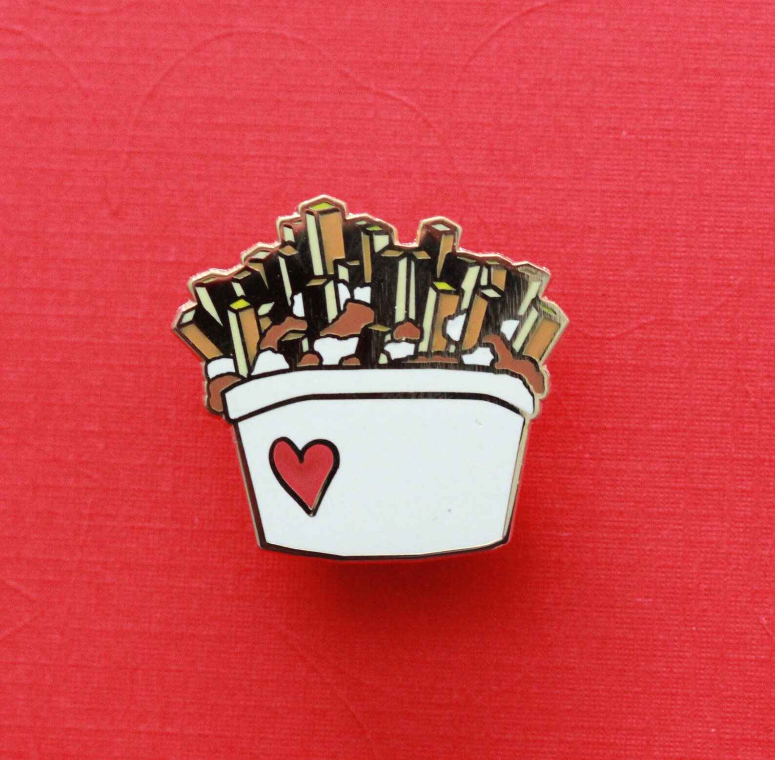 Poutine Enamel Pin Canadian Food Label Pin Gold Plated Label | Etsy