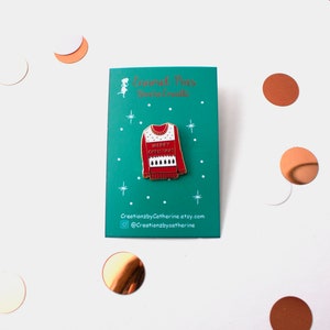 Christmas Enamel Pin, Mini Sweater Pin, Christmas Sweater Label Pin ...
