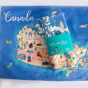 Canada Map Tea Towel: Illustrated Map Dish Towel - Etsy