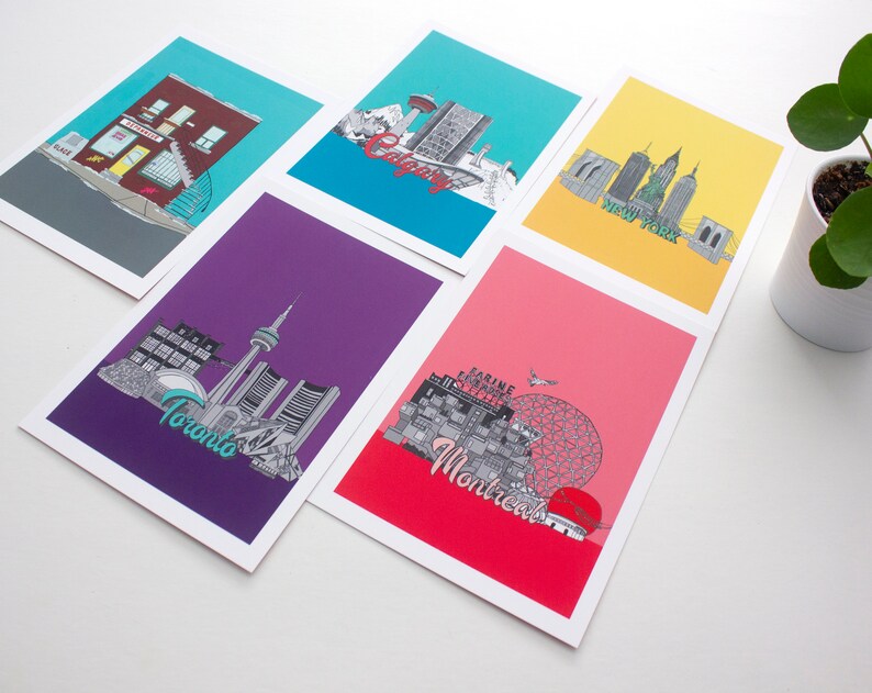 Montreal Art Print. Montreal City Scape Illustrated Size A5 4X9 Inches ...