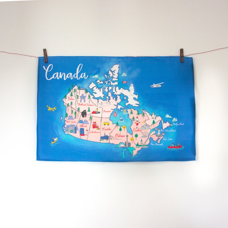 Canada Map Art Print. Illustrated Maps Wall Decor Size 8 X - Etsy