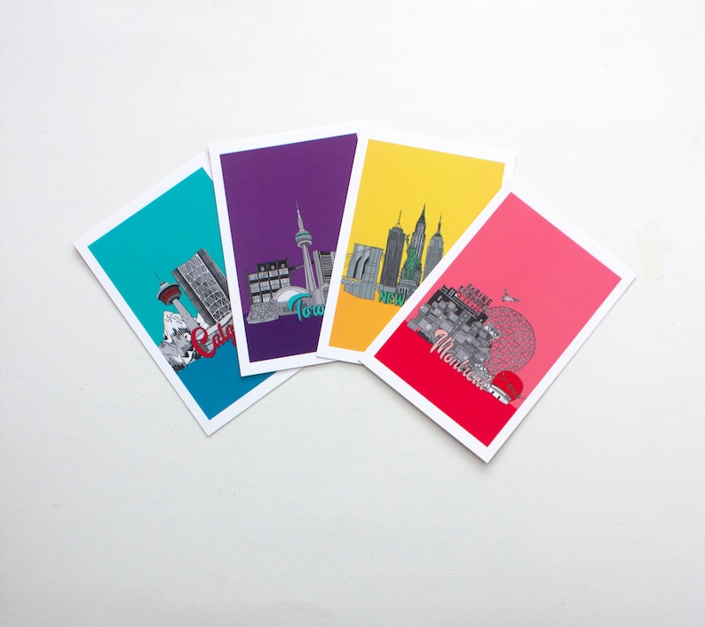 Montreal Art Print. Montreal City Scape Illustrated Size A5 4X9 Inches ...