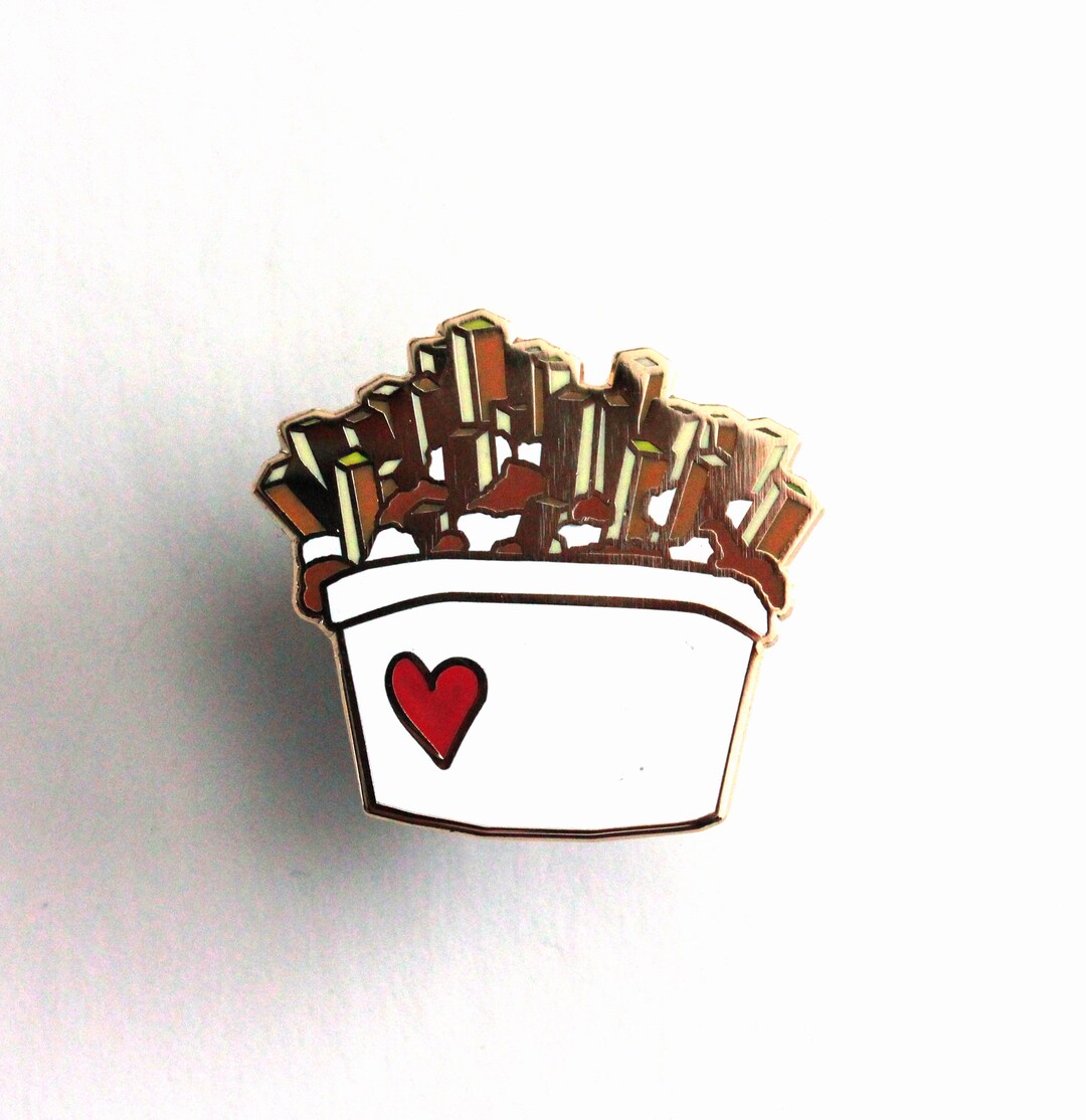 Poutine Enamel Pin, Canadian Food Label Pin, Gold Plated Label Pin ...