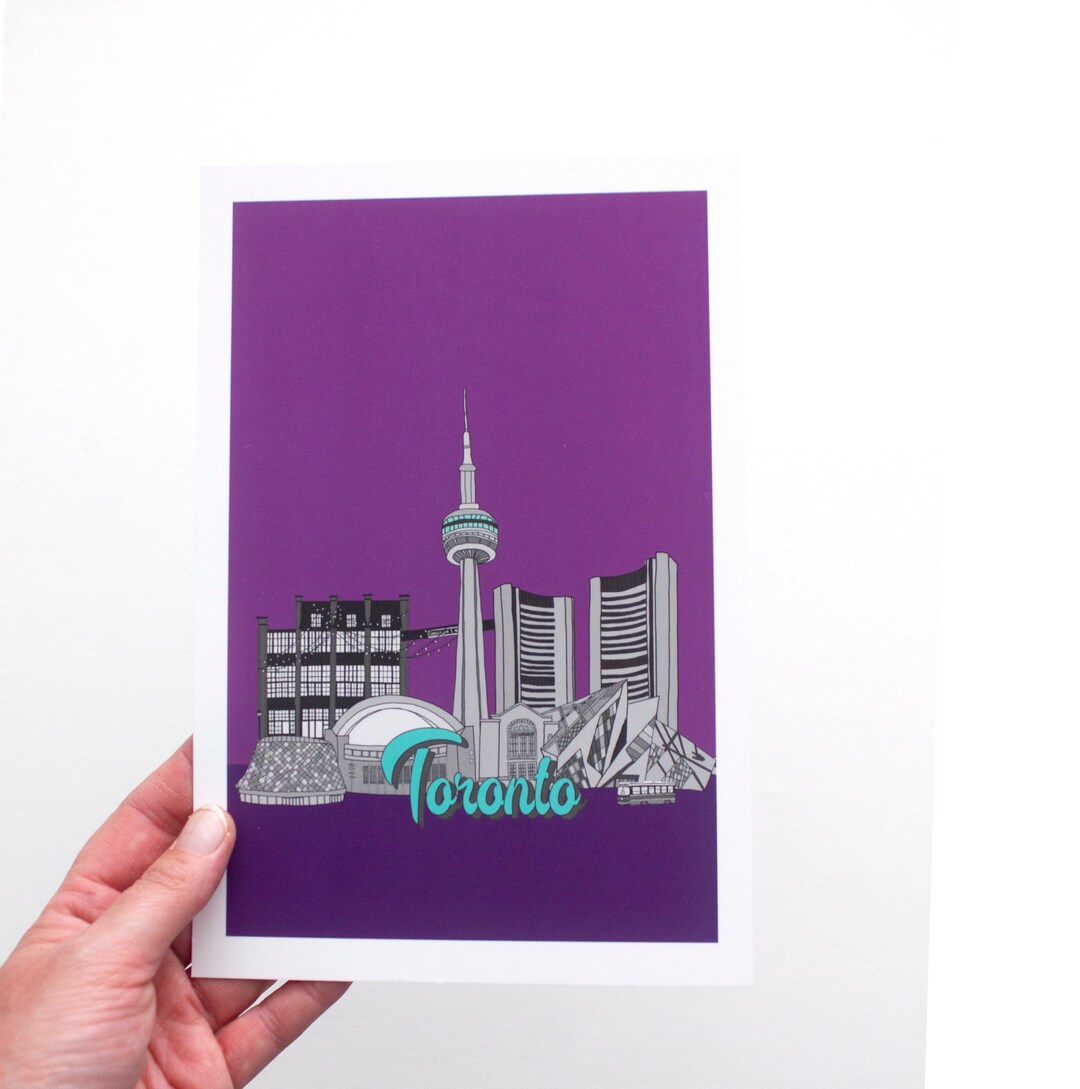 Toronto Art Print. Toronto City Scape Illustrated Size A5 4X9 Inches - Etsy