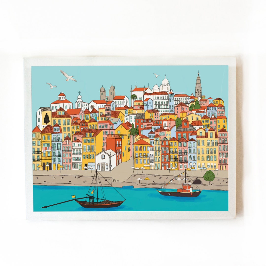 Porto Illustrated Art Print. Portugal Wall Art, Portugese Poster - Etsy