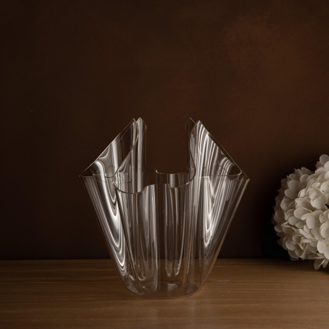Vintage ROHME Sculptural Acrylic Vase · Wavy Ruffle Clear Lucite Style ...